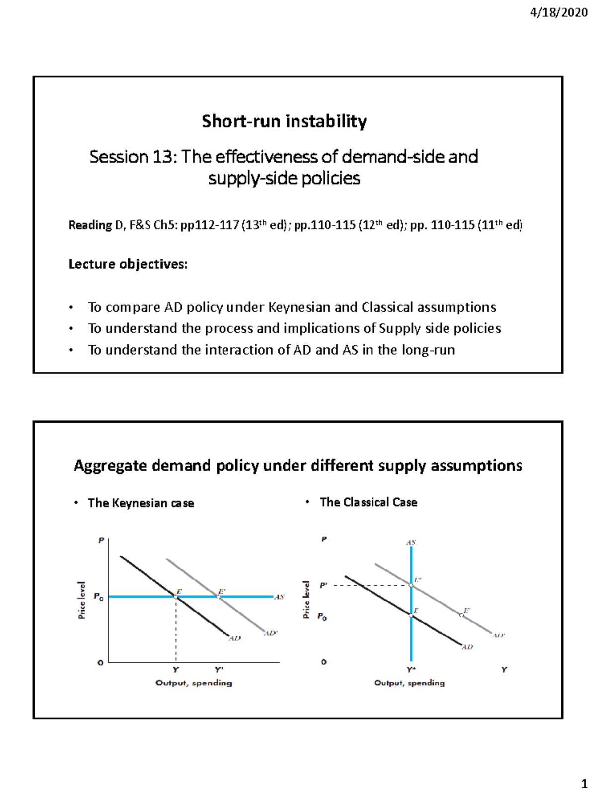 Session 13 - KJM - Short-run instability Session 13 : The effectiveness ...