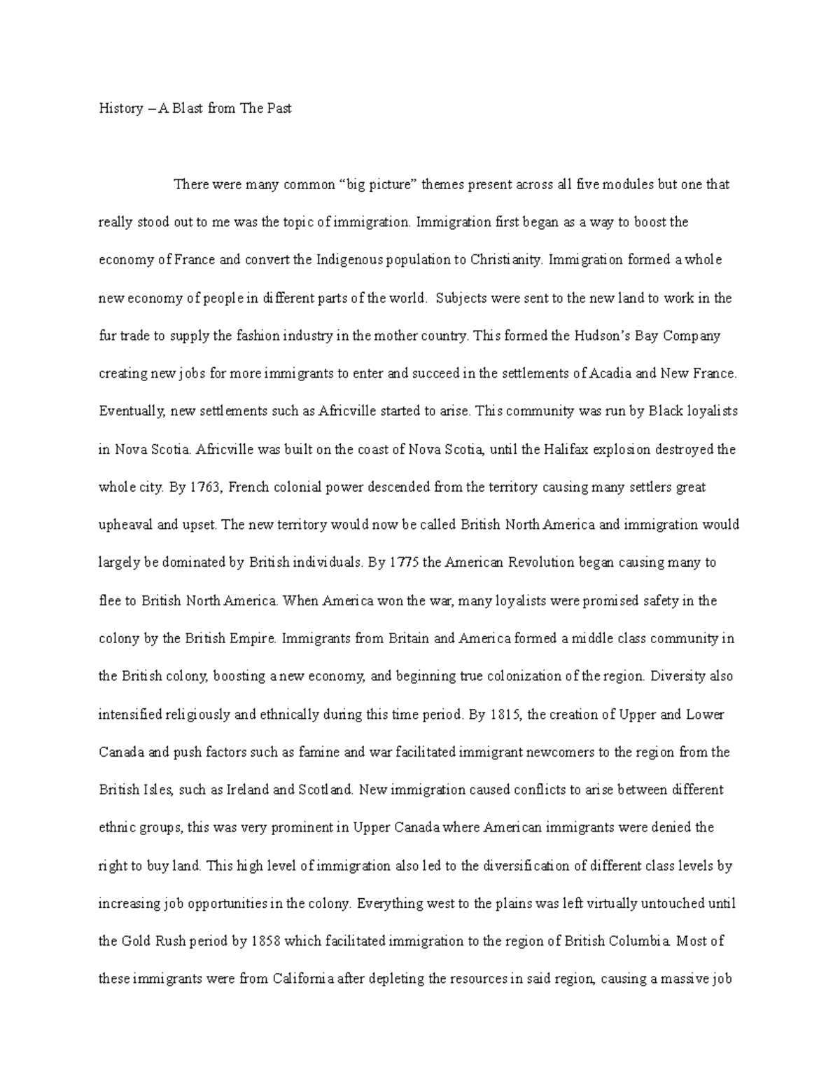 History - a blast to past - History – A Blast from The Past There were ...