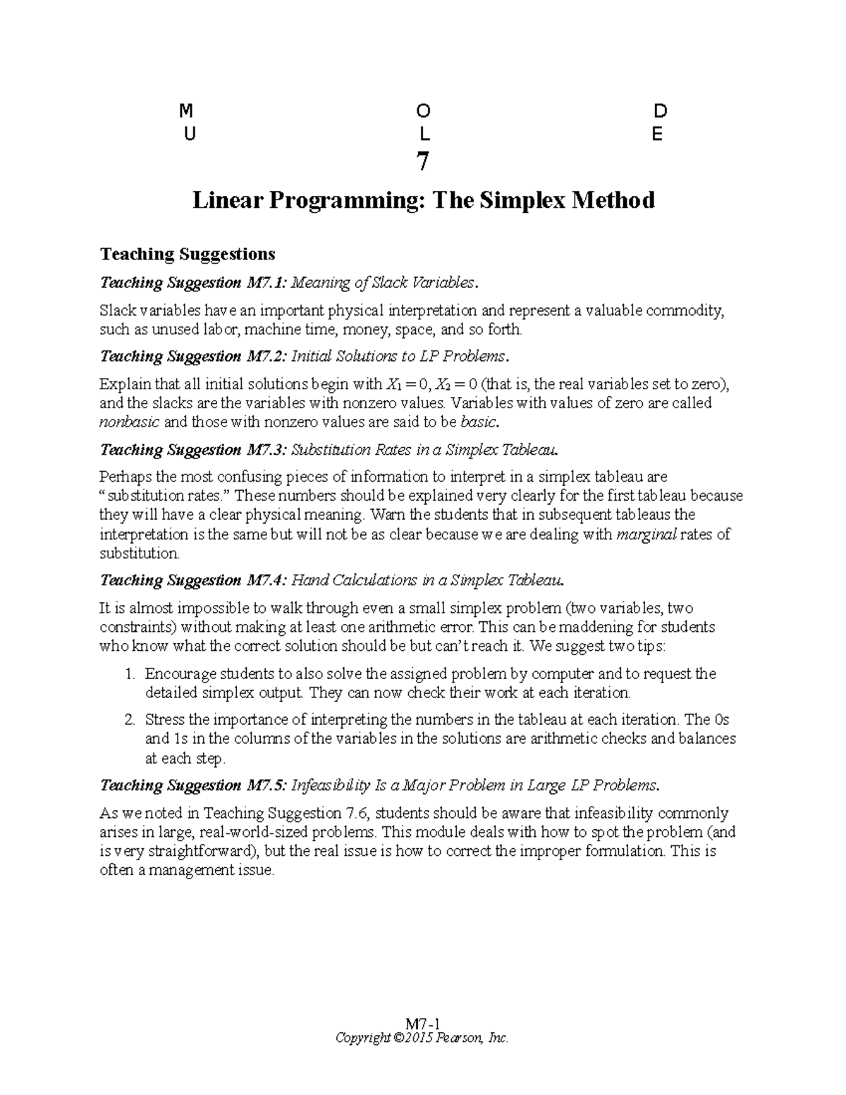 309740319 Module 7 Linear Programming The Simplex Method Answers M O