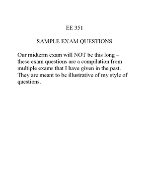 EE 351 Spring Exam 1 solution - E E 351 - Studocu