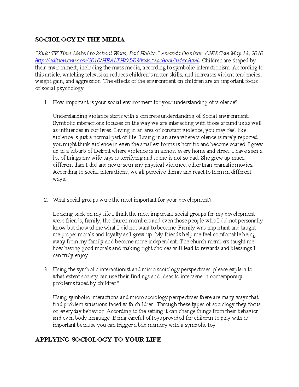 Soc111 document w02Exploring Soc Exercise - SOCIOLOGY IN THE MEDIA ...