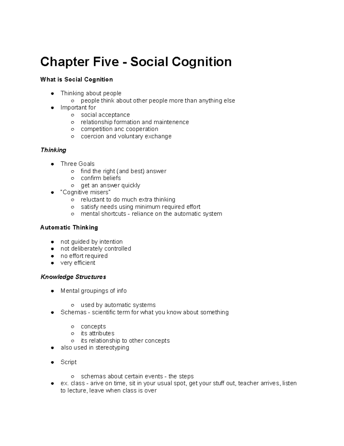 Social - Chapter Five - Chapter Five - Social Cognition What is Social ...