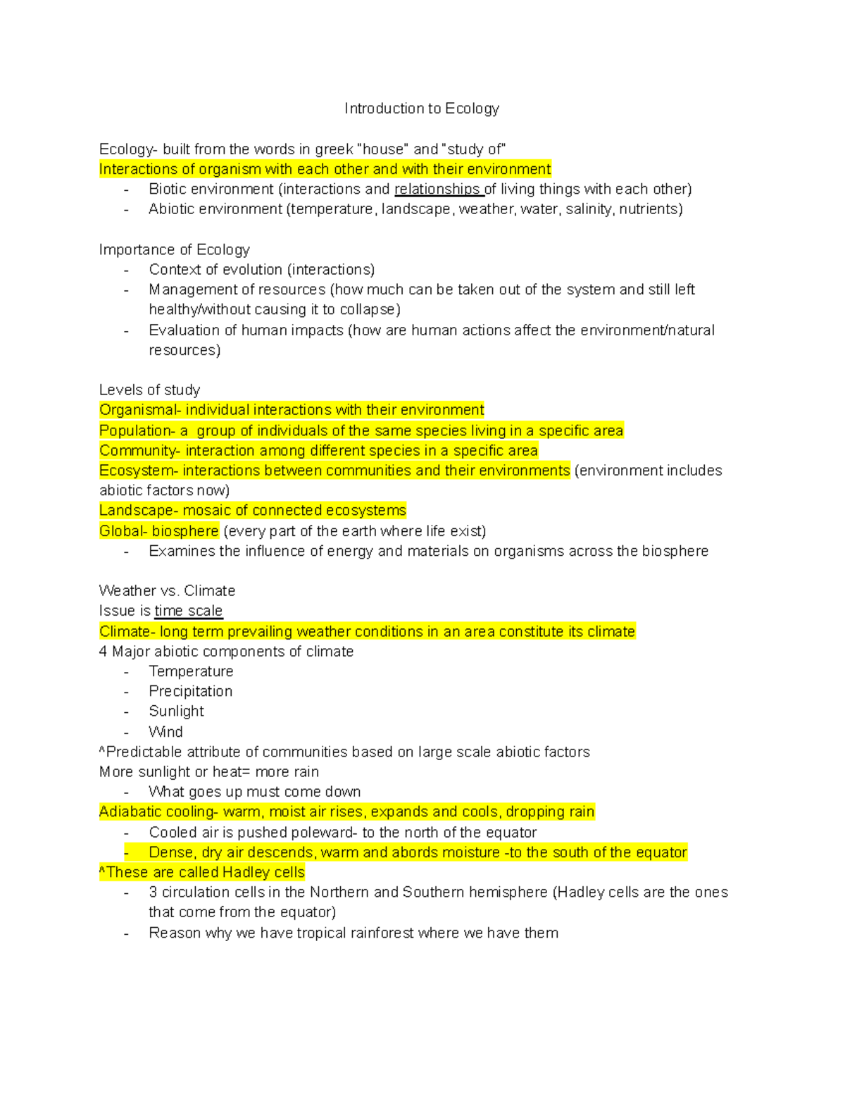 L02 Introduction to Ecology - Introduction to Ecology Ecology- built ...
