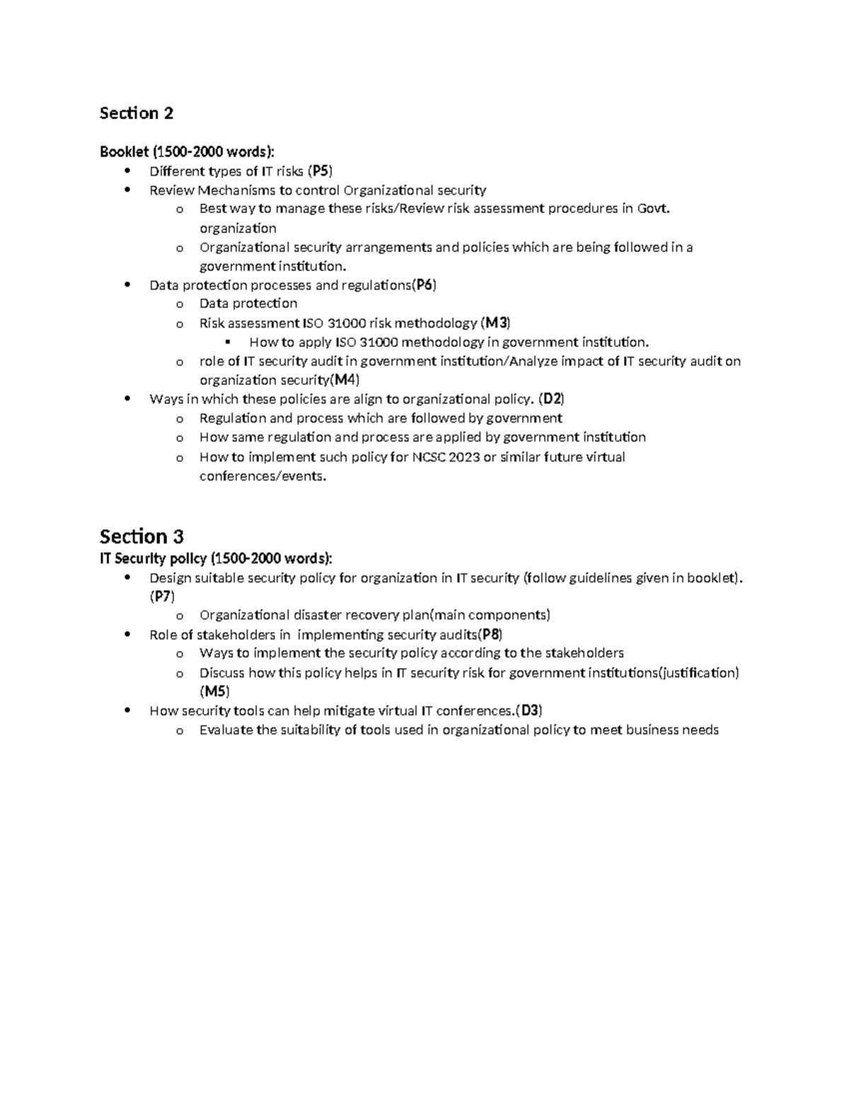 Outline Section 2 & 3 - practice materials for HND computing - Section 2 Booklet (1500-2000 ...