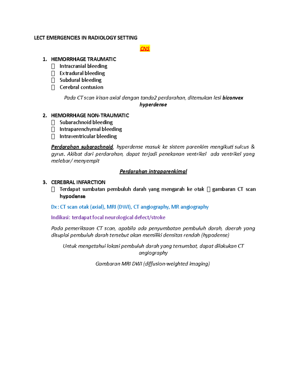 LECT 11 Emergencies IN Radiology Setting - LECT EMERGENCIES IN RADIOLOGY SETTING CNS 1 ...