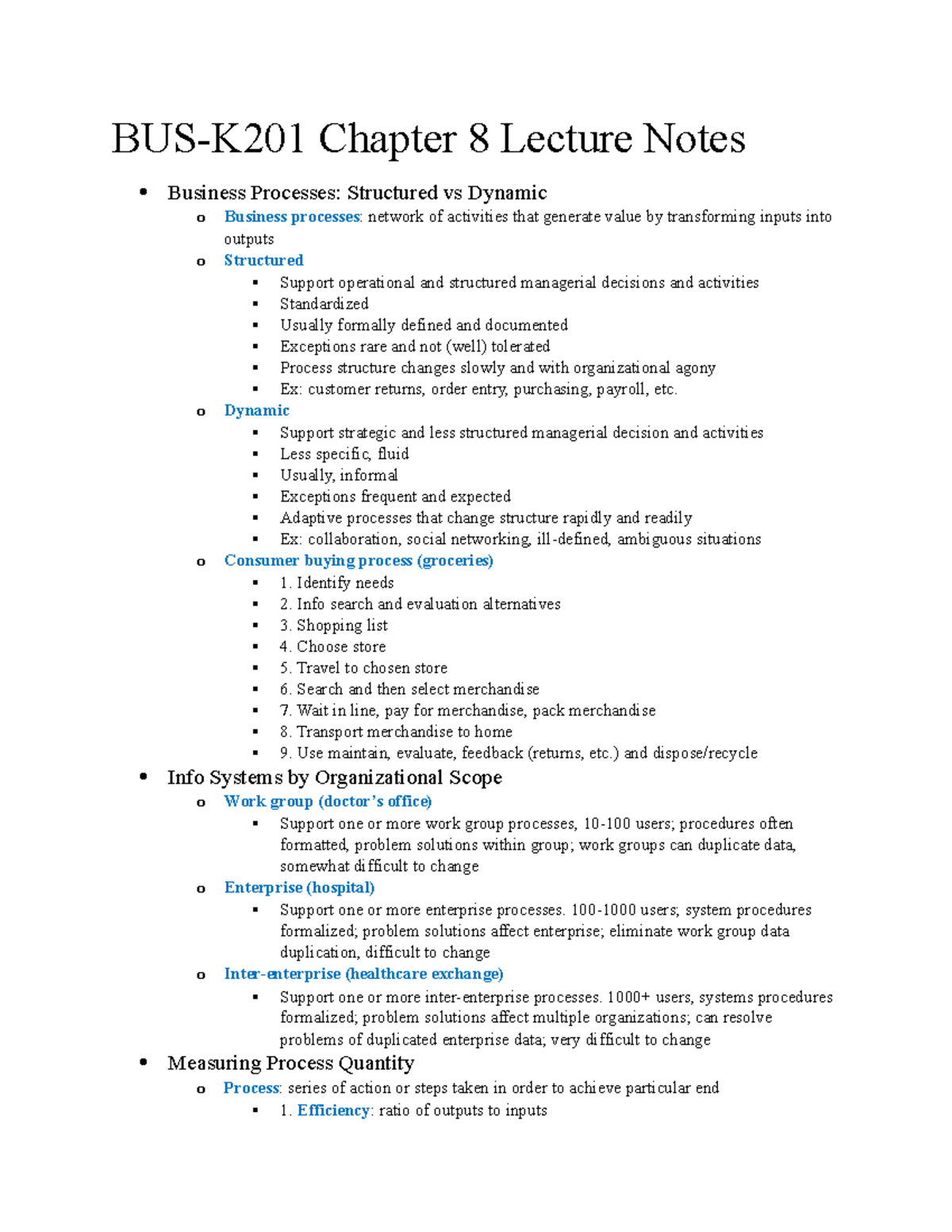 BUS-K201 Chapter 8 Lecture Notes - BUS-K201 Chapter 8 Lecture Notes ...