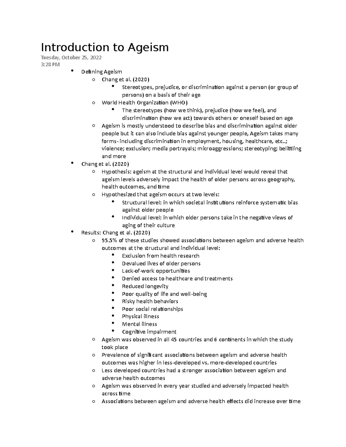 Introduction to Ageism - Introduction to Ageism Tuesday, October 25 ...