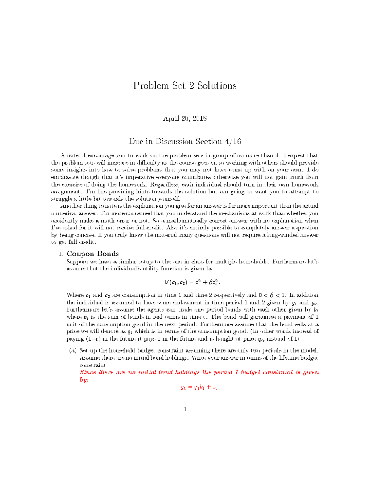 PS2 solutions-3 - Problem Set Solutions - Problem Set 2 Solutions April ...