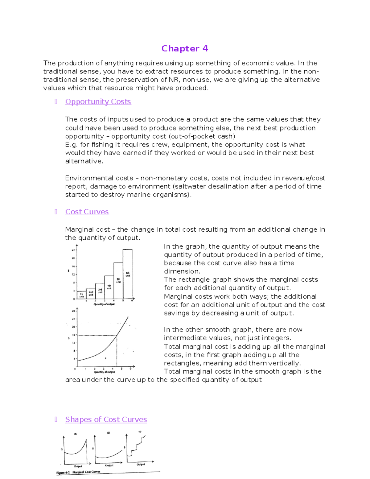 Nr Chapter 4 Summary Natural Resource Econ Chapter 4 The Production Of Anything Requires 