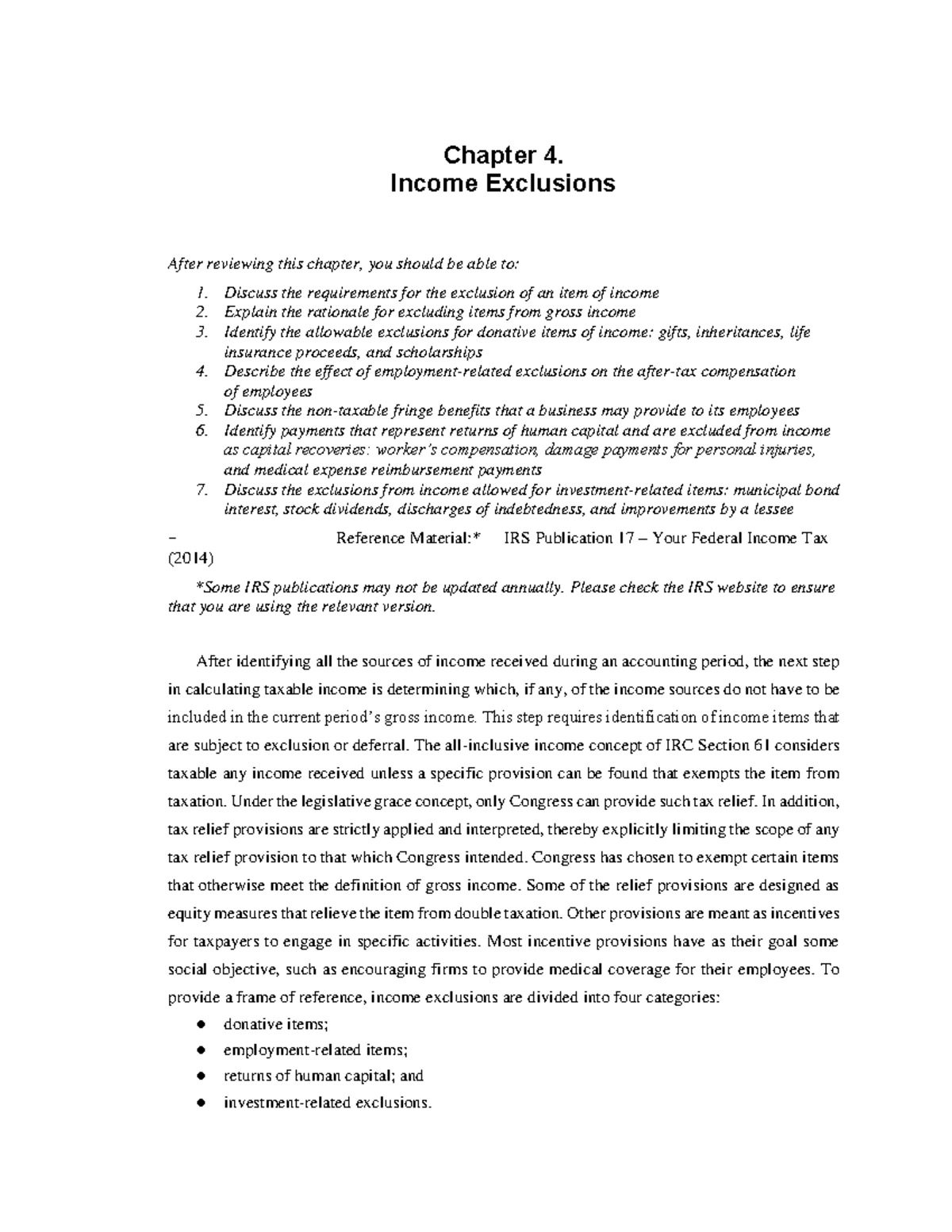 ATP - Ch 4 Income Exclusions - Chapter 4. Income Exclusions Ch. 23 ...