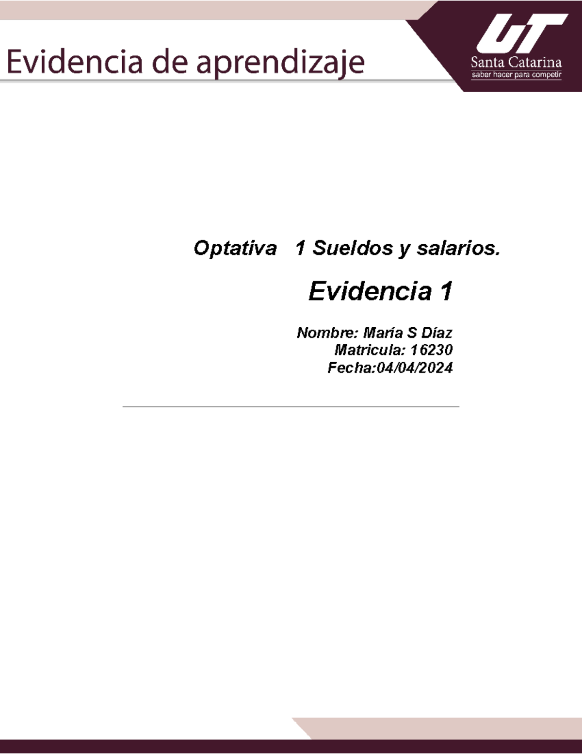 EVI1-OPT 1-P1-MSD - Optativas y Salarios - Administracion del tiempo ...