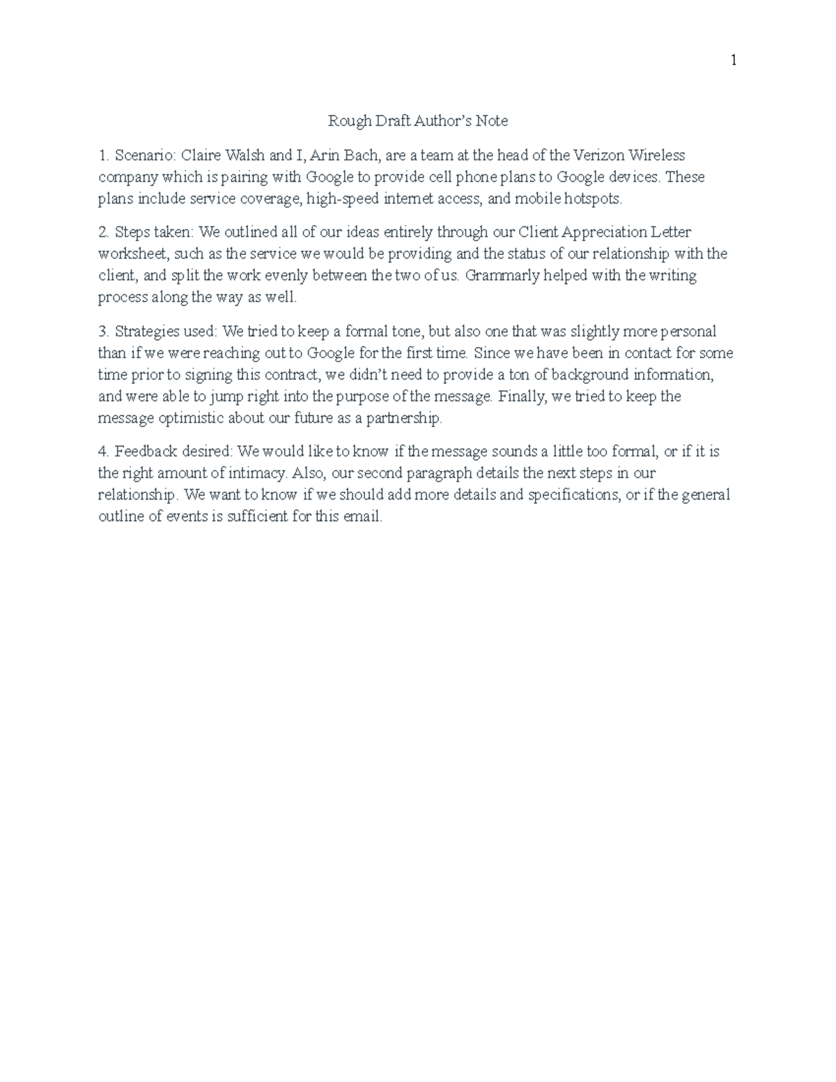 Client Appreciation Letter Final Draft - 1 Rough Draft Author’s Note ...