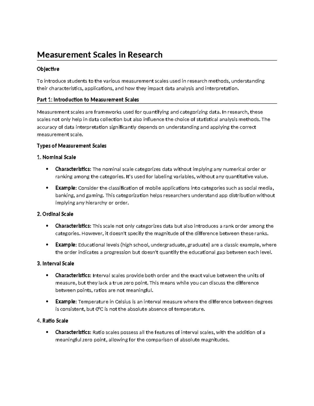 Week 9 Measurement Scales in Research - Measurement Scales in Research ...