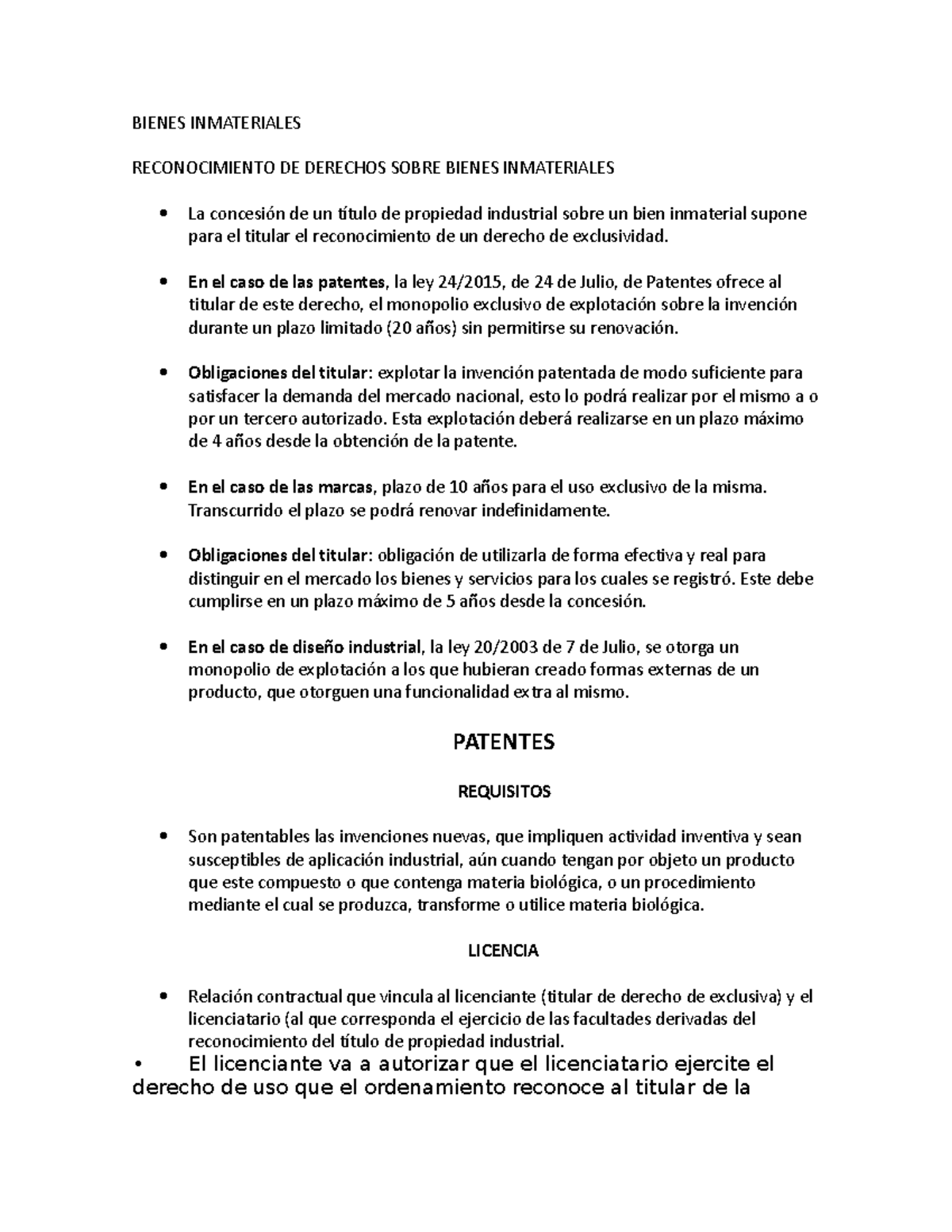 Bienes Inmateriales - BIENES INMATERIALES RECONOCIMIENTO DE DERECHOS ...