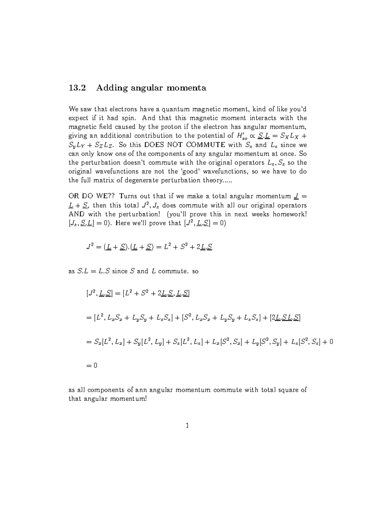 PHYS2581 2015-2016 Lecture 20 - Adding angular momenta - 13 Adding ...