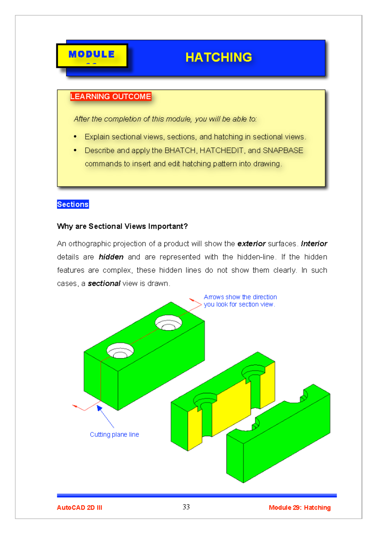 Autocad Tutorials - MODULE HATCHING 29 Sections Why are Sectional Views Important? An ...