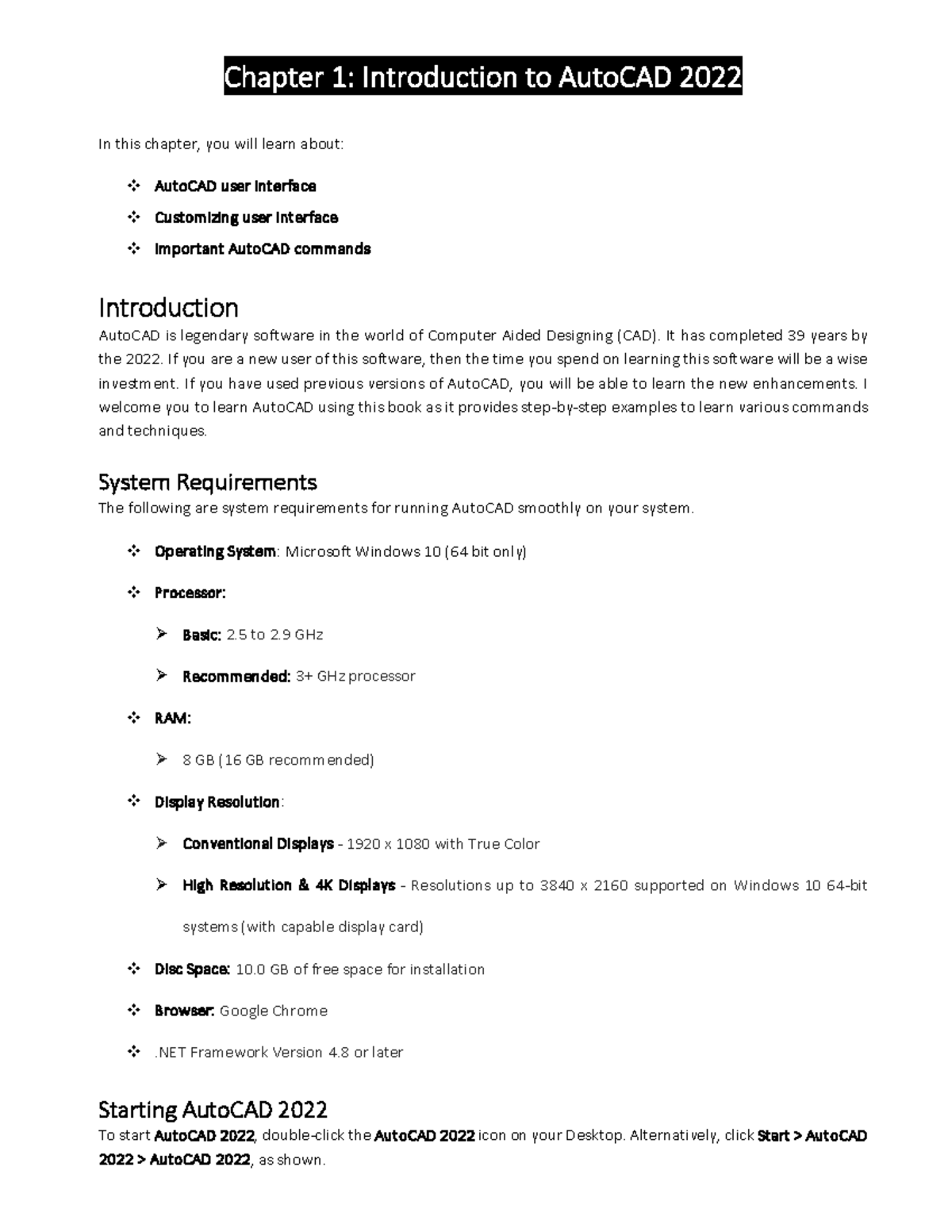 Module 1 - Lesson 1 Introduction to Auto CAD 2022 - Chapter 1 ...