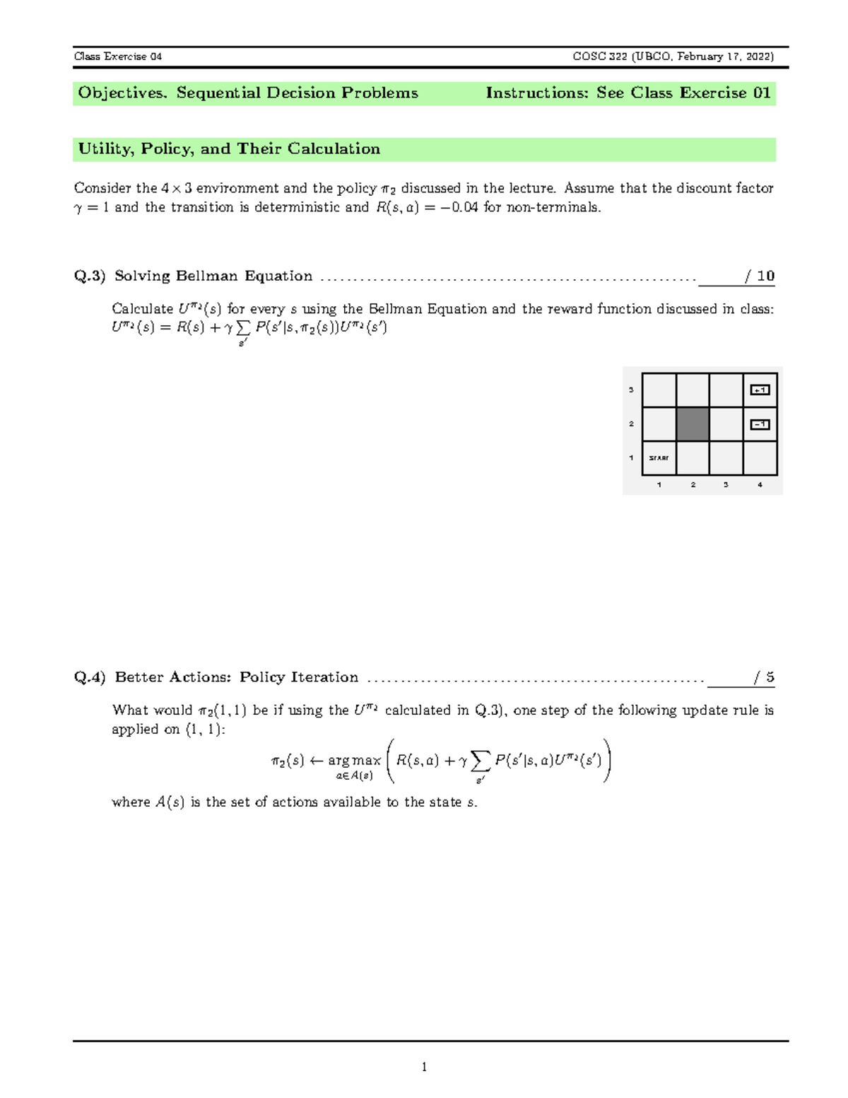 Class-exercise-04 - Class Exercise - Class Exercise 04 COSC 322 (UBCO, February 17, 2022) - Studocu