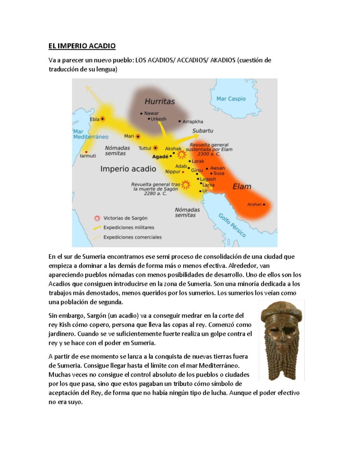 4. El Imperio Acadio - apuntes - EL IMPERIO ACADIO Va a parecer un ...