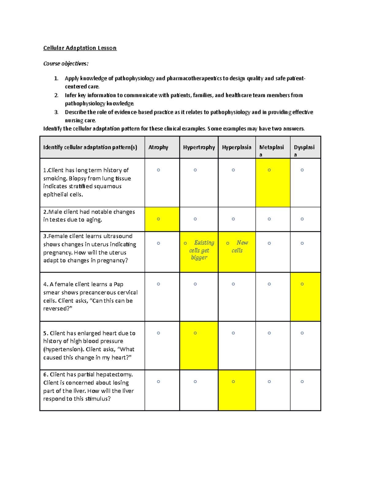 Celladaptationstudent 22 copy - Cellular Adaptation Lesson Course ...