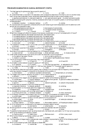 AUBF Study Questions - Strasinger - CHAPTER 1 In the urinalysis ...