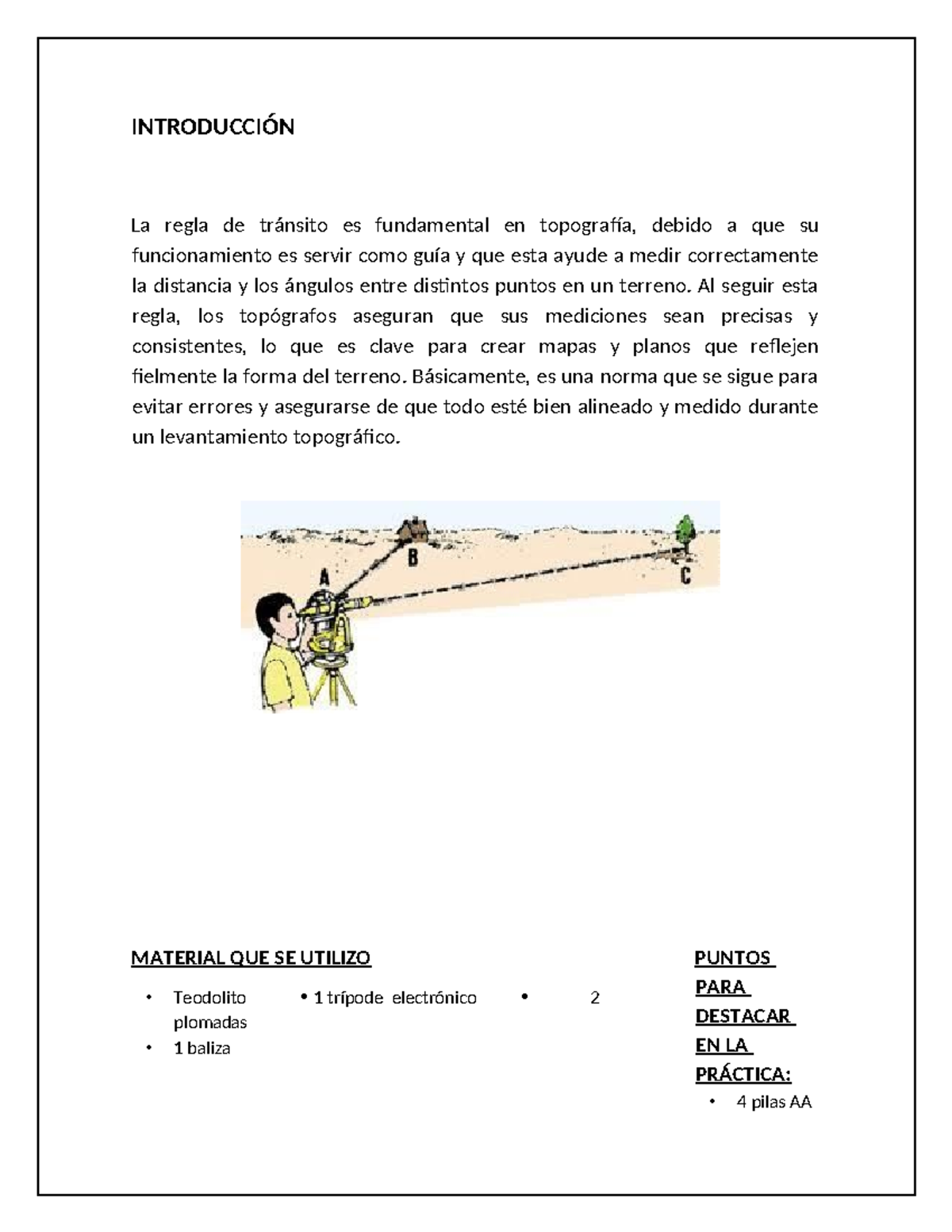 Topografia - INTRODUCCIÓN La regla de tránsito es fundamental en ...
