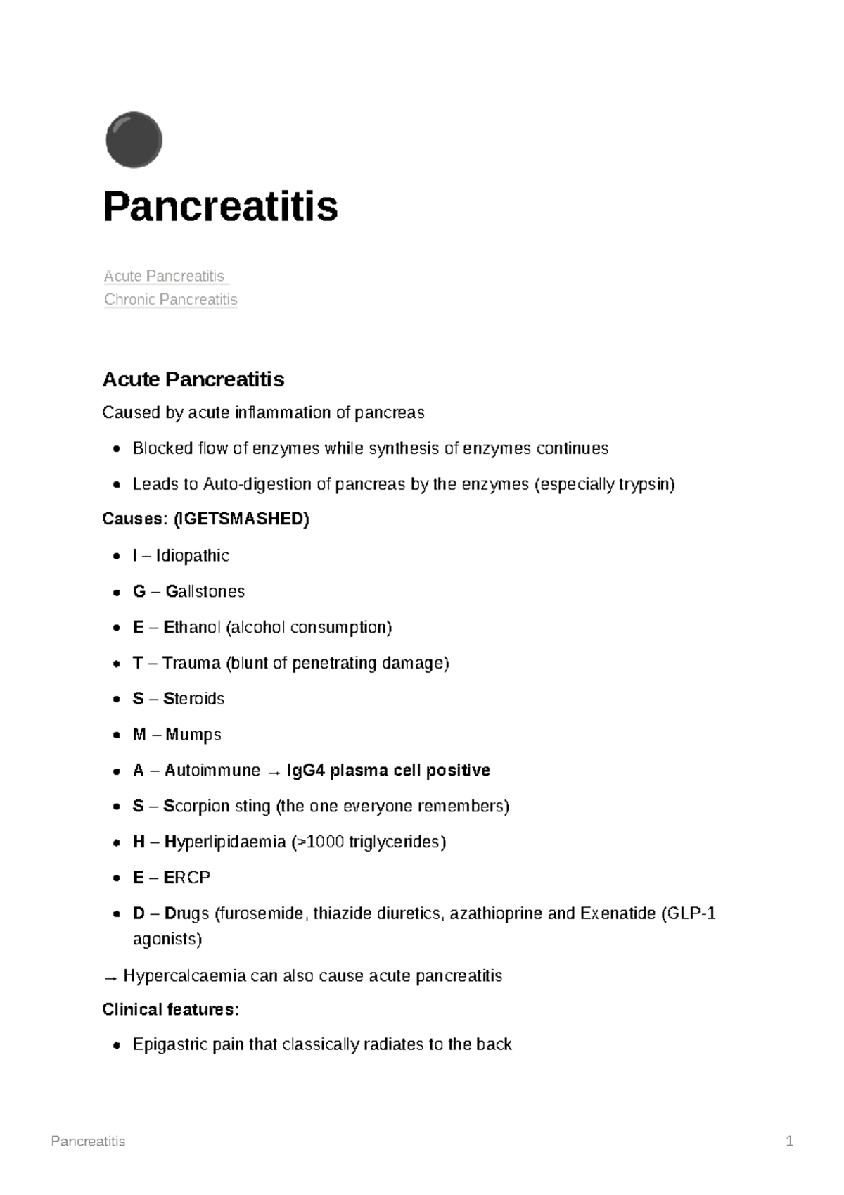 Pancreatitis - All the clinical information required for medical school ...