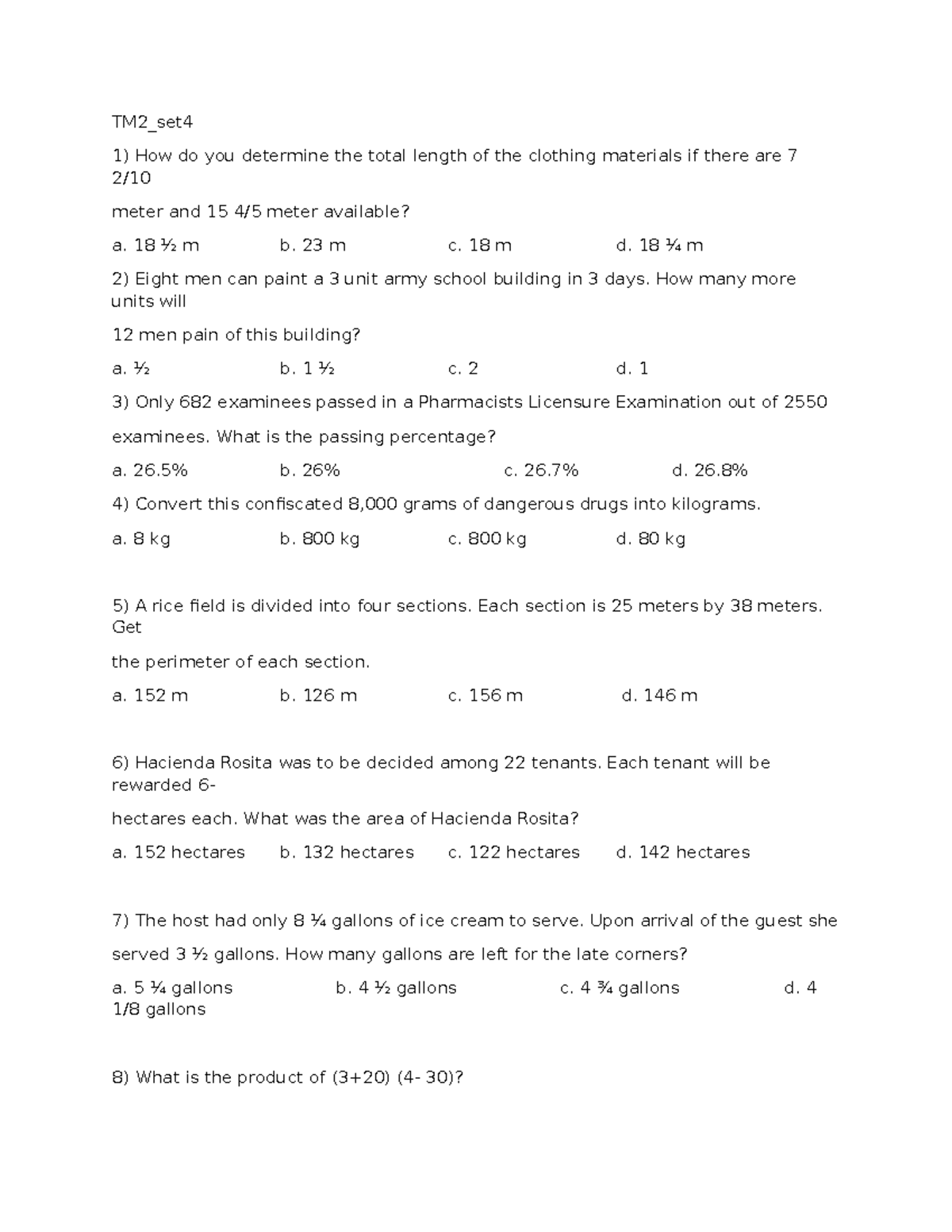 Tm2 set4 - TM2_set How do you determine the total length of the ...