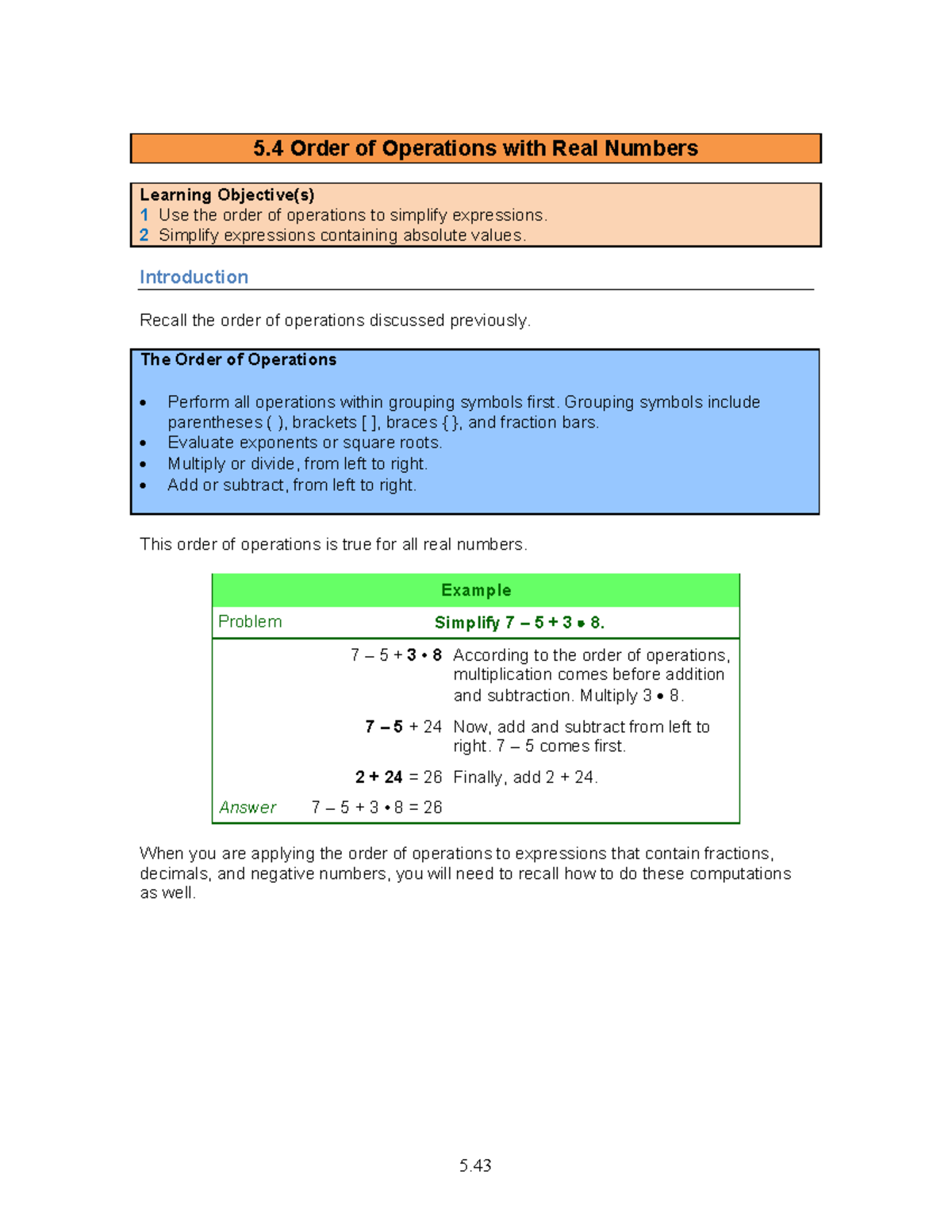 Integer pemdas - Course work - 5 Order of Operations with Real Numbers ...