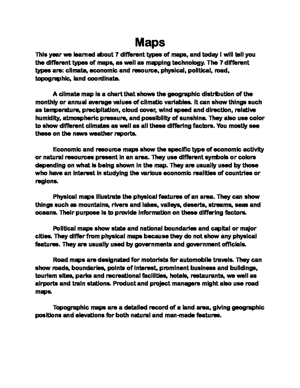 Map Types Report - Maps This year we learned about 7 different types of ...