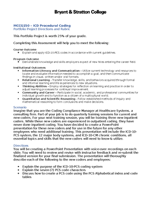MCCG150 - Classification Coding Scenario - MCCG150 – ICD Procedural Coding Classification Coding ...