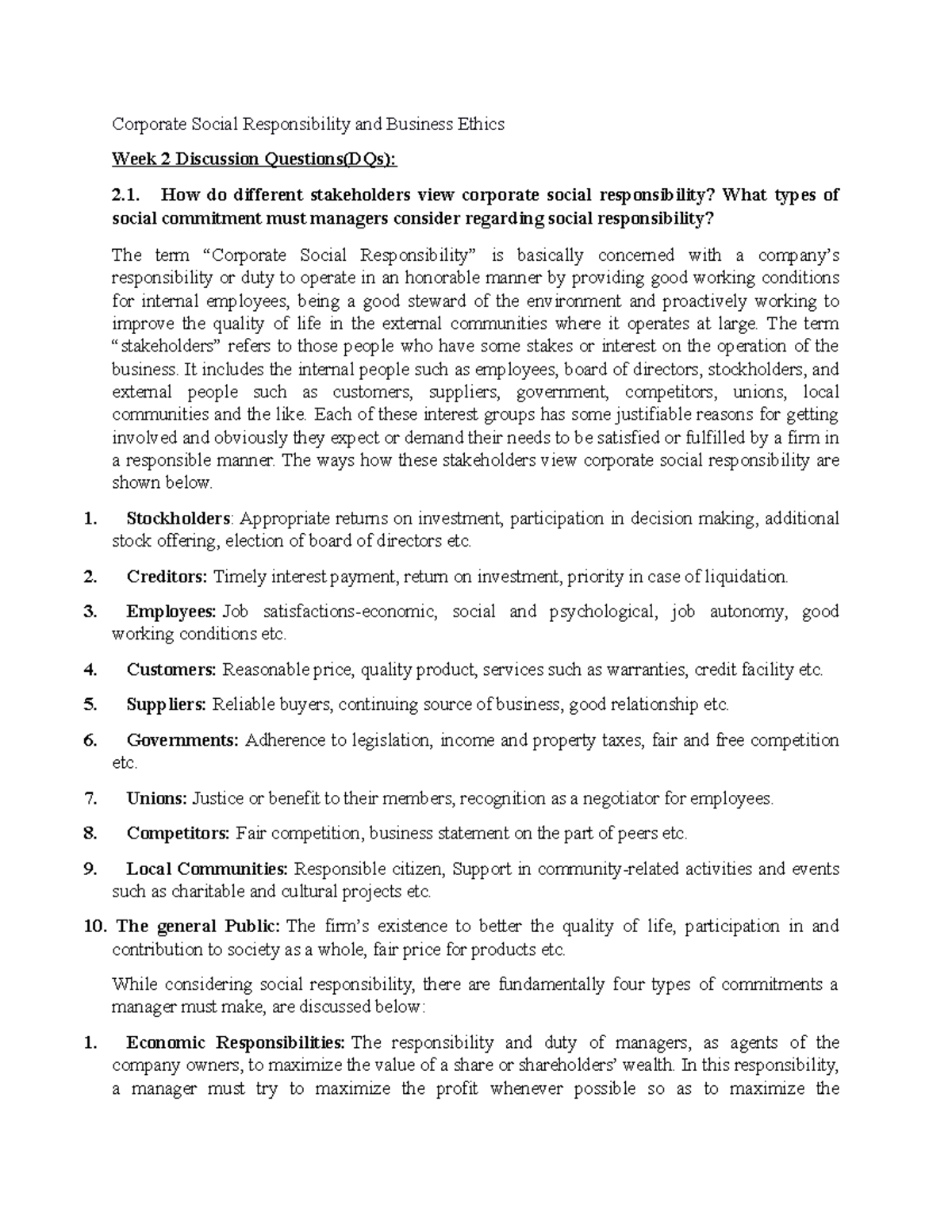 Strategic mgt - Lecture notes 4 - Corporate Social Responsibility and ...