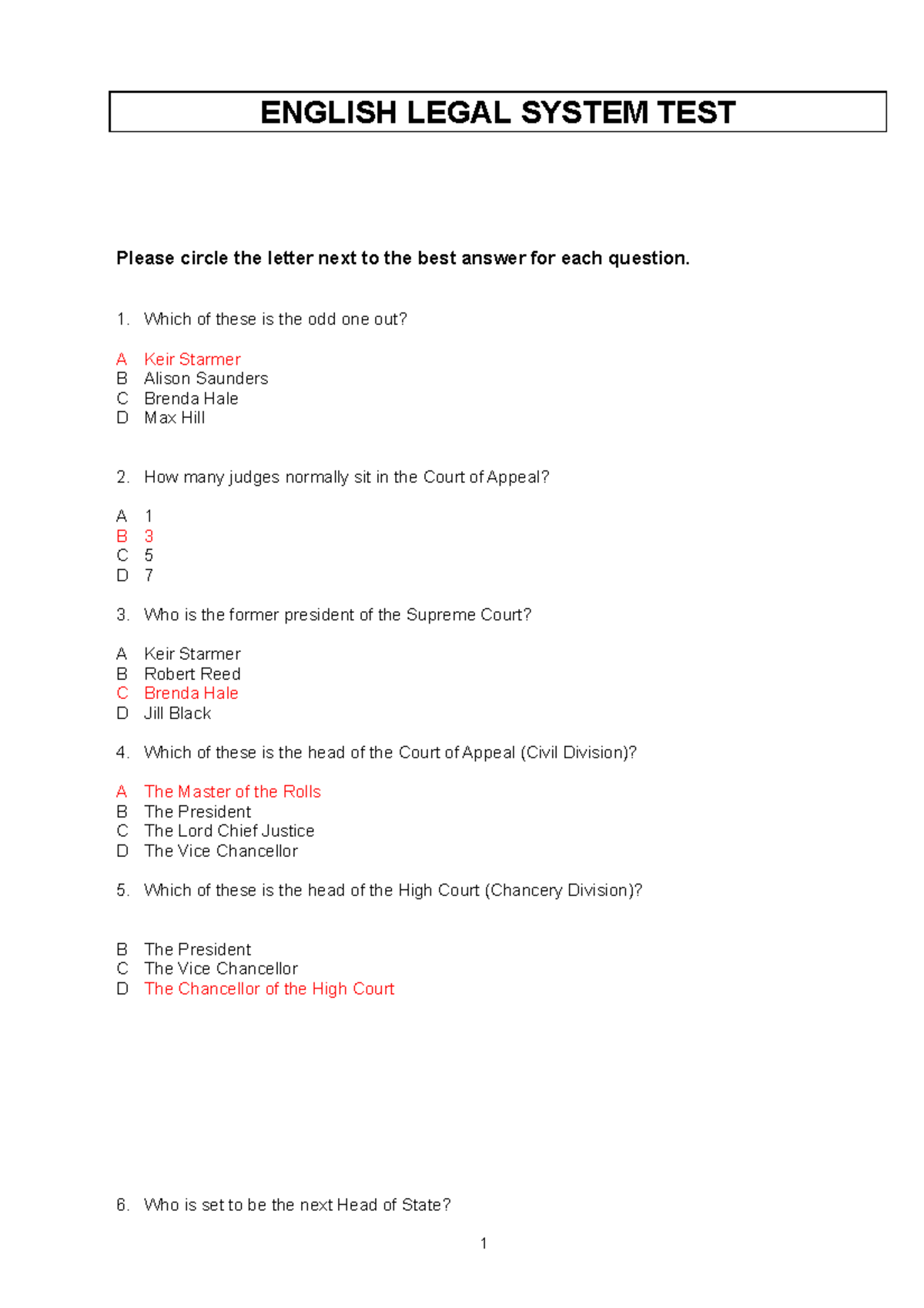 ELS Summative Test 2021 Student Copy - ENGLISH LEGAL SYSTEM TEST Please ...