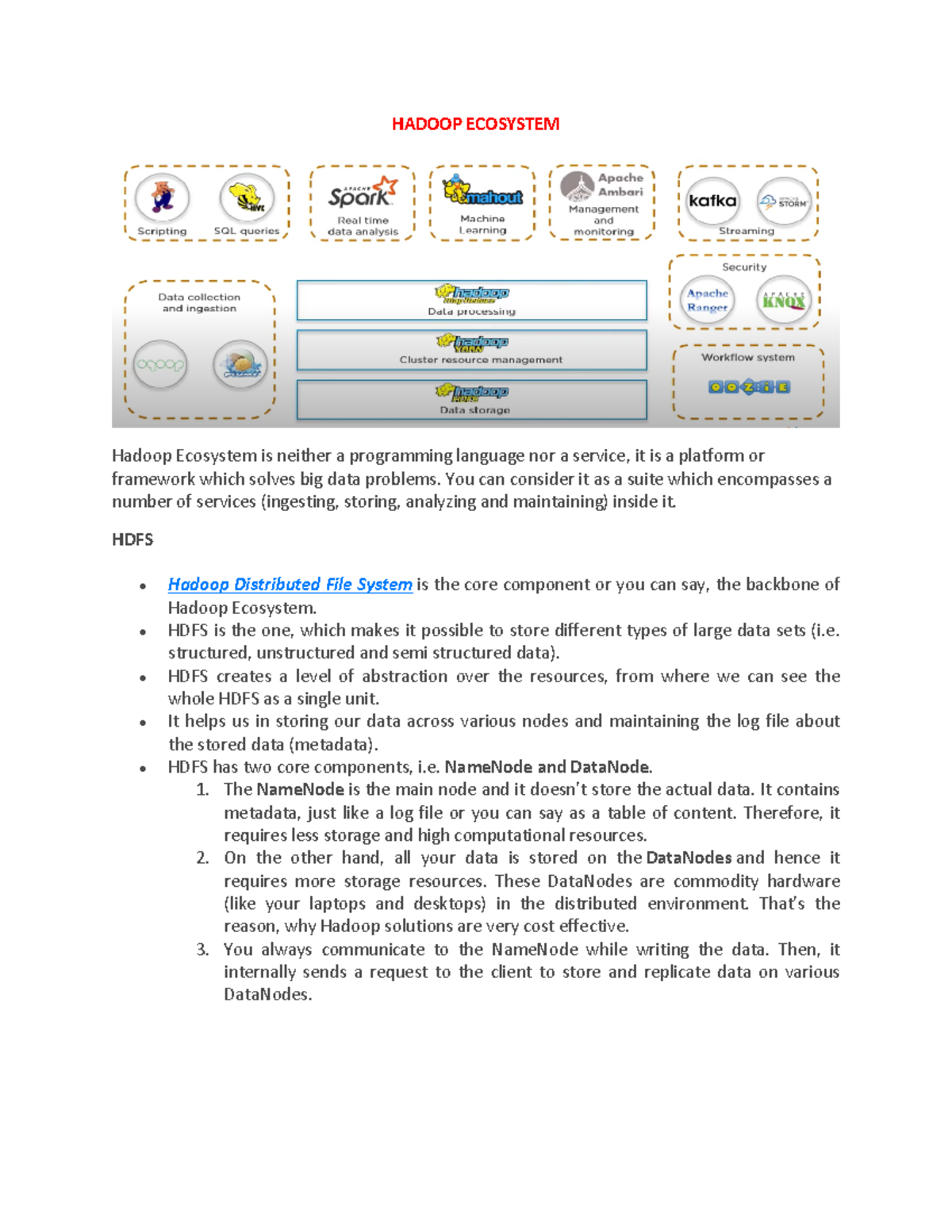 BD-unit4-part1 - Lacture notes - HADOOP ECOSYSTEM Hadoop Ecosystem is ...