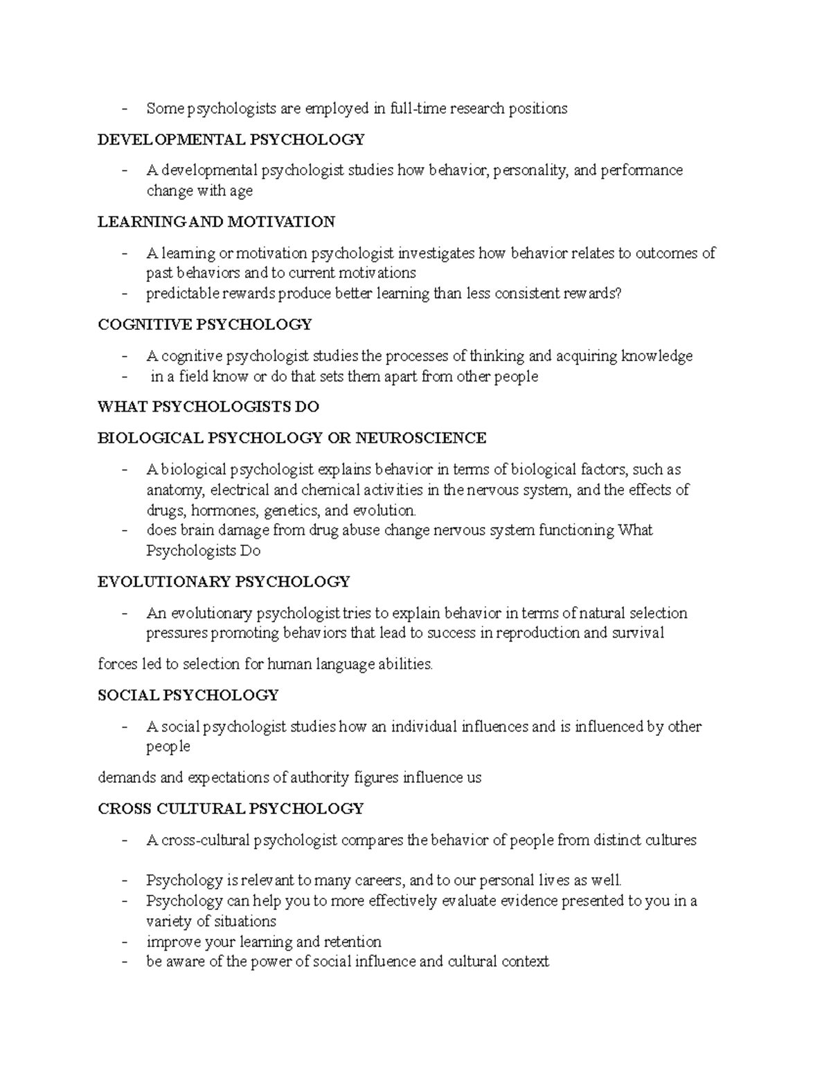 PSY 101 Notes 3 - What is psychology and the foundations of psychology ...