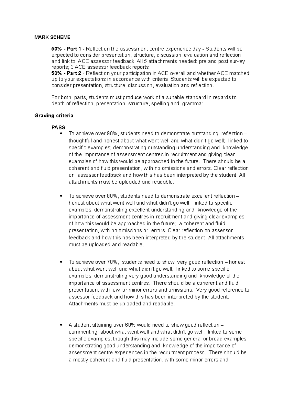 MARK Scheme-2 - ace mark sceme to help with ur self reflection report ...