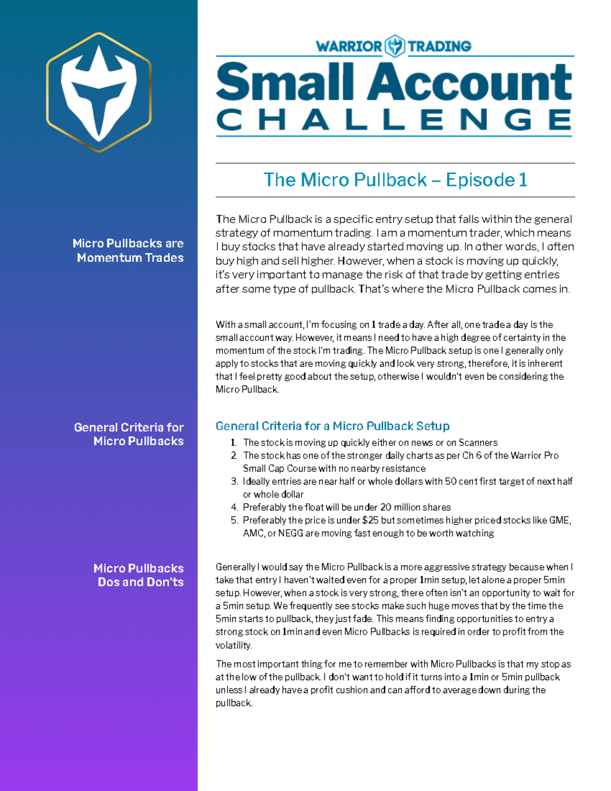 SAC Micro Pullback Strategy - The Micro Pullback – Episode 1 The Micro ...