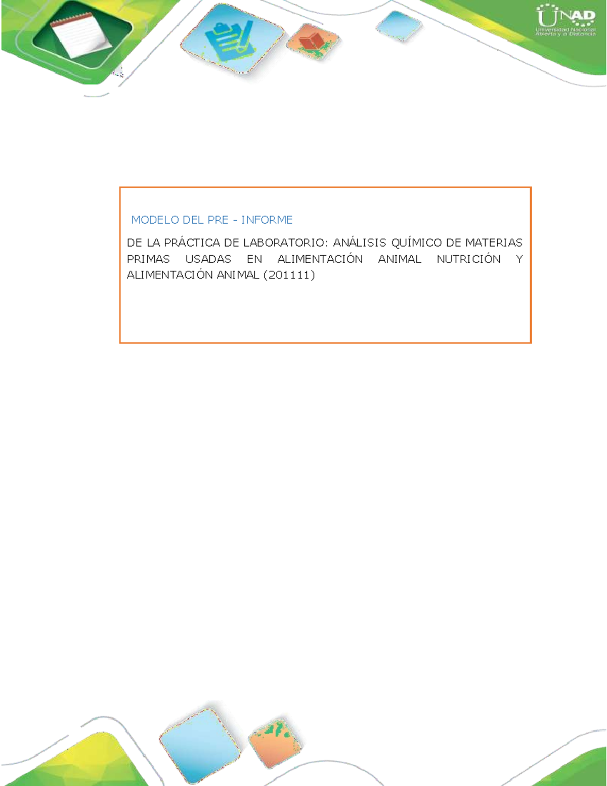 Anexo 5. Plantilla de pre-informe - MODELO DEL PRE - INFORME DE LA PRÁCTICA DE LABORATORIO ...