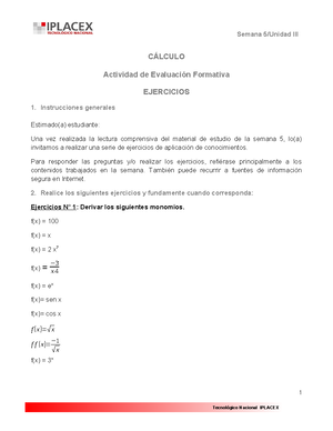 Calculo 1 semana 4 - Nombre asignatura Calculo 1 Semana 4 Nombre del estudiante: Fecha de ...