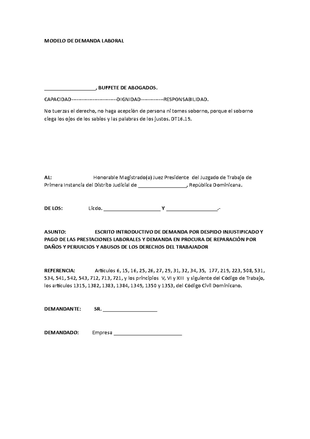 Modelo DE Demanda Laboral - MODELO DE DEMANDA LABORAL ...