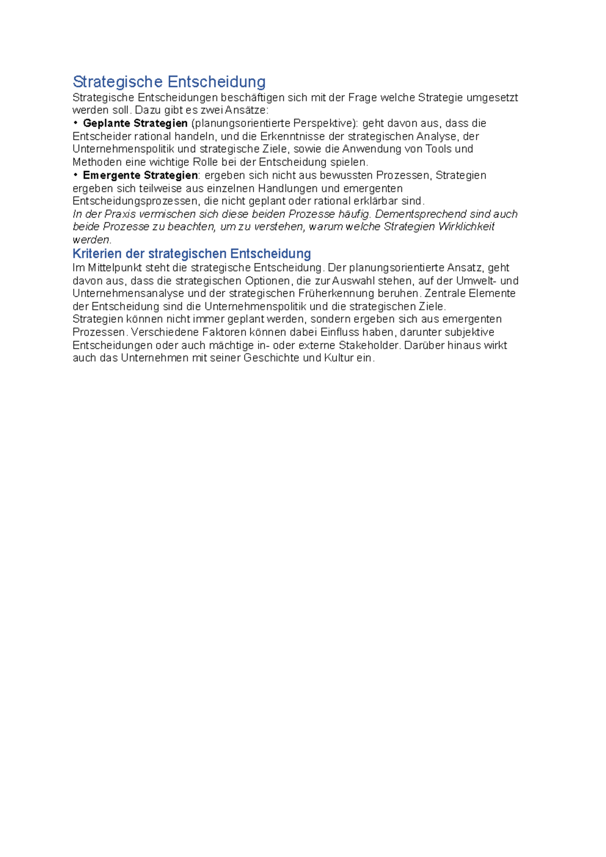 Strategische Entscheidung - Strategische Entscheidung Strategische ...