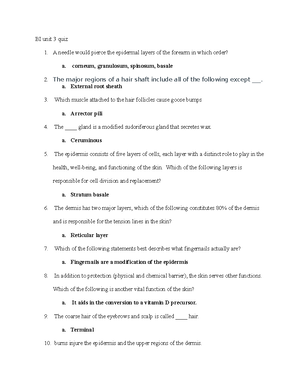 BI unit 1 quiz - quiz - Bi210 QUIZ 1 1. describes when a stimulus ...