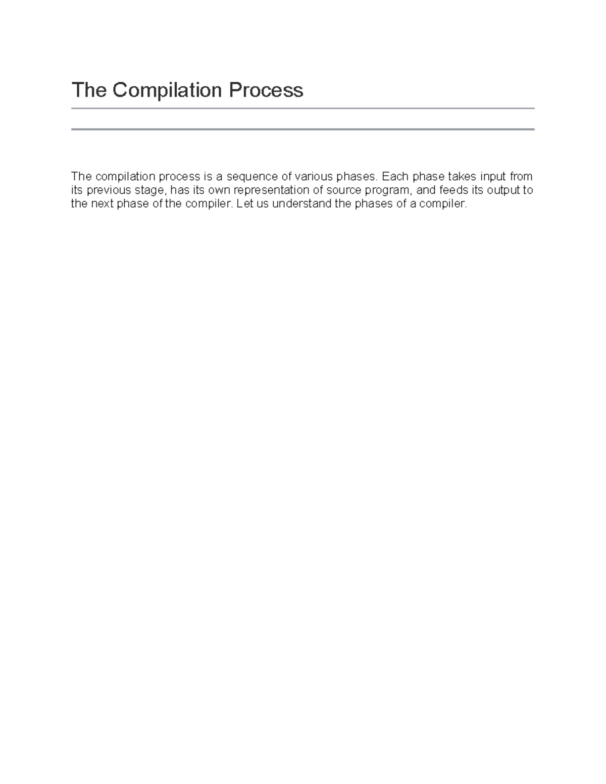 CSC 318 Class Notes - The Compilation Process ####### The compilation ...