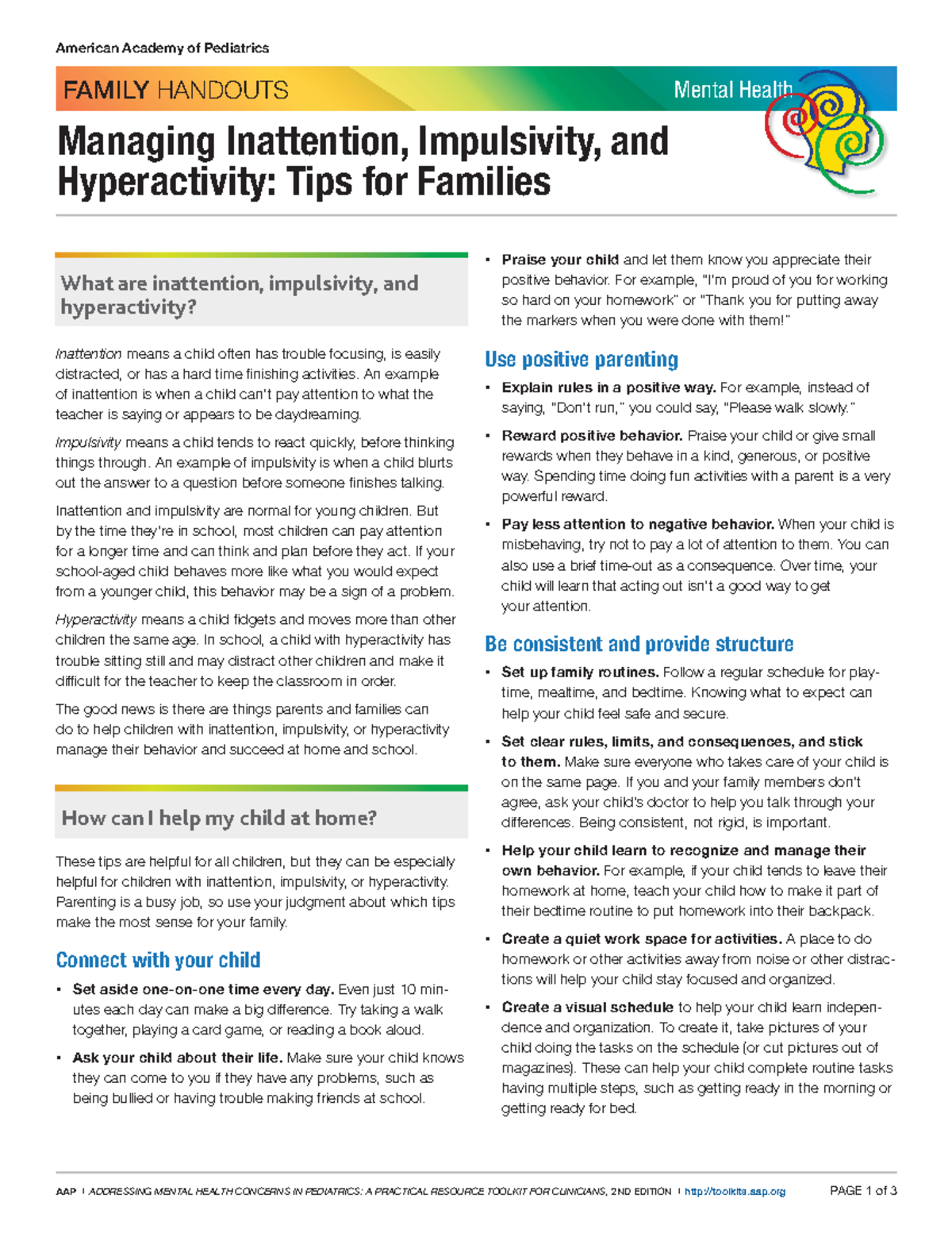 Family Inattention Impulsivity - AAP | ADDRESSING MENTAL HEALTH ...