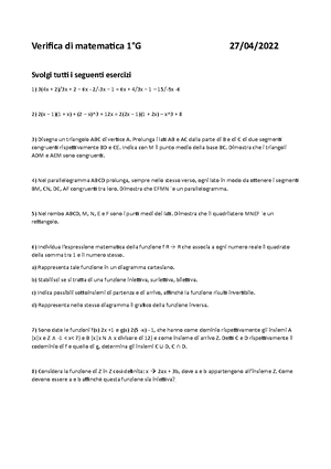 Test-ingresso Matematica classe-terza - - Studocu