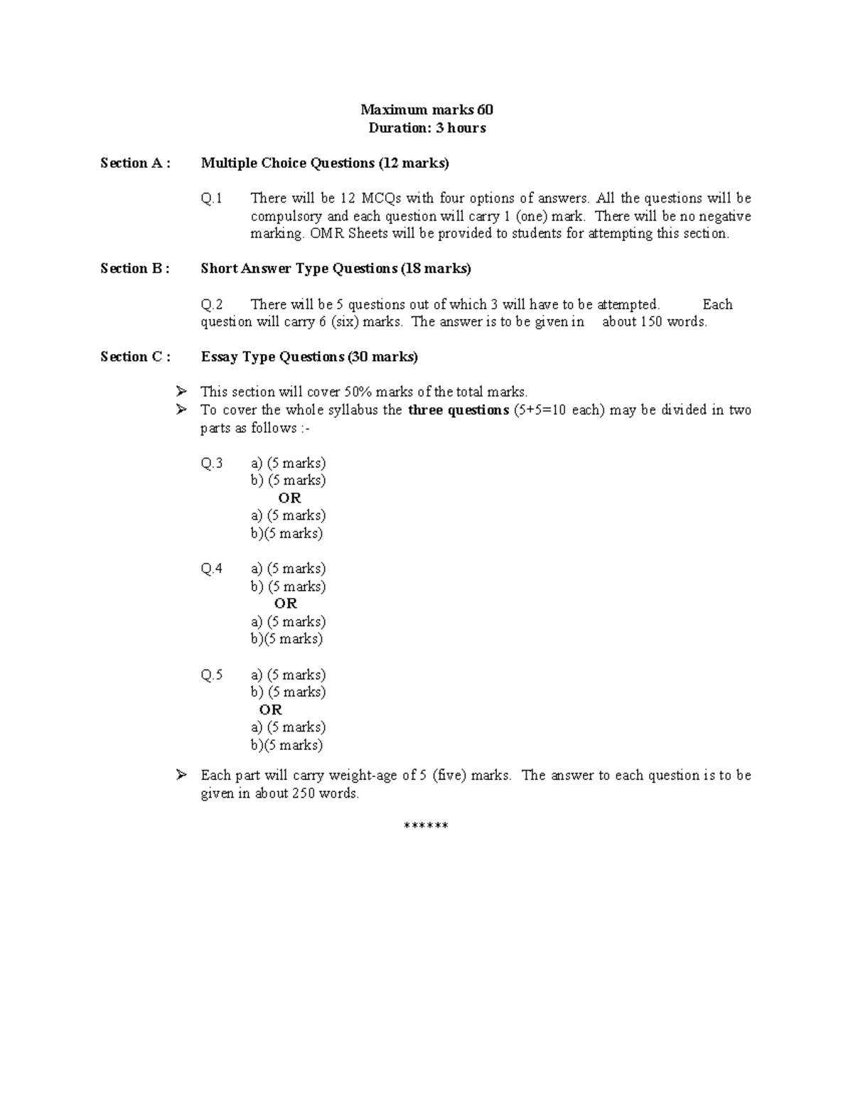 Qb - nil - Maximum marks 60 Duration: 3 hours Section A : Multiple Choice Questions (12 marks) Q ...
