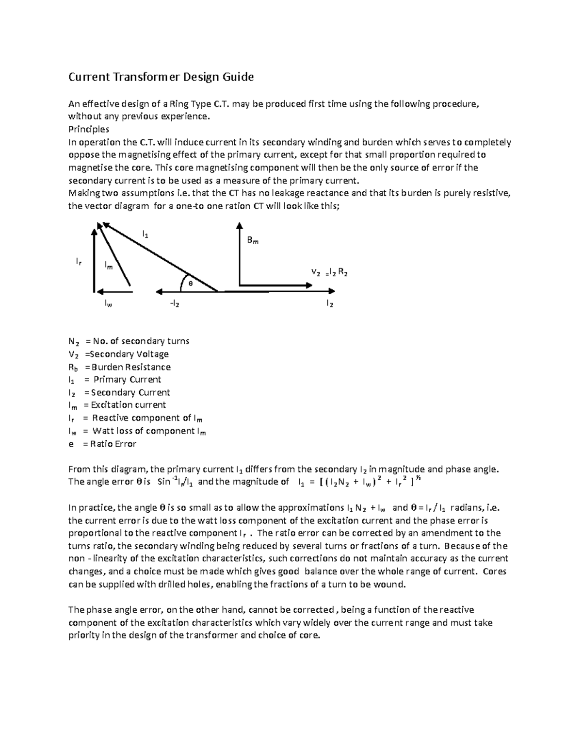 Current Transformer Design Guide - may be produced first time using the following procedure ...