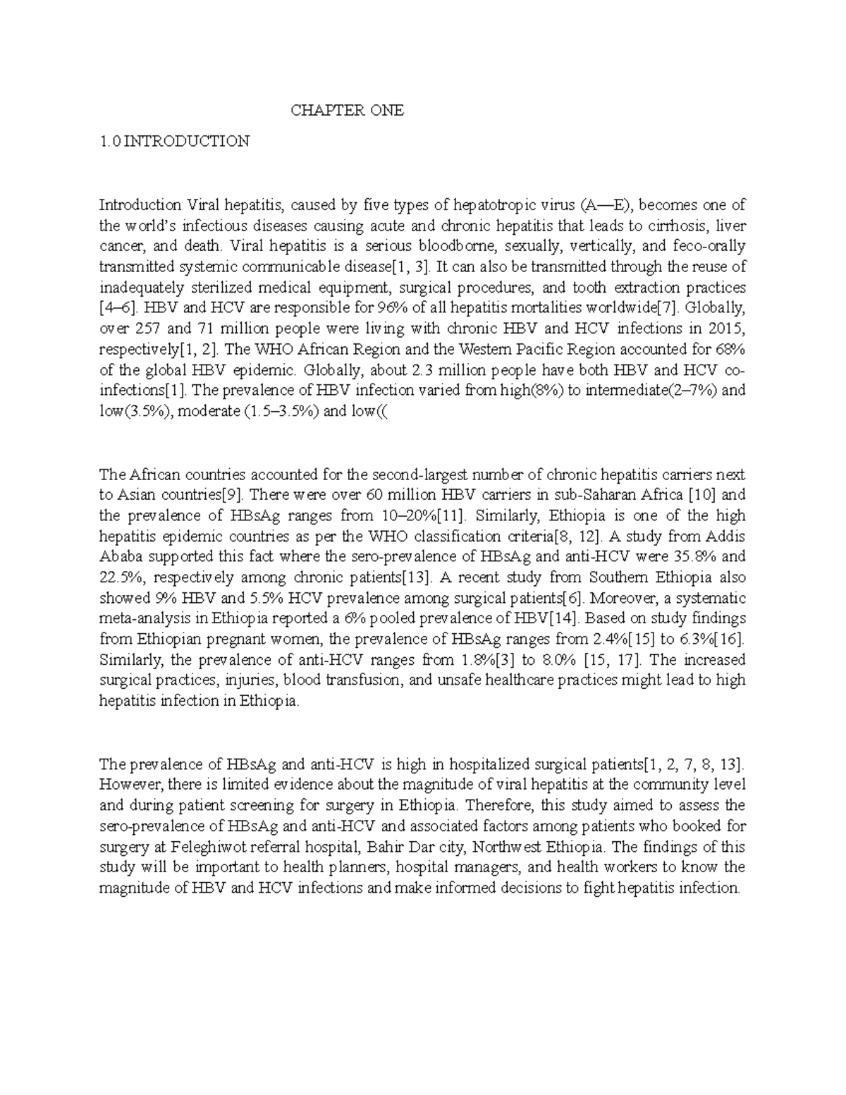 Introduction Viral hepatitis - CHAPTER ONE 1 INTRODUCTION Introduction ...