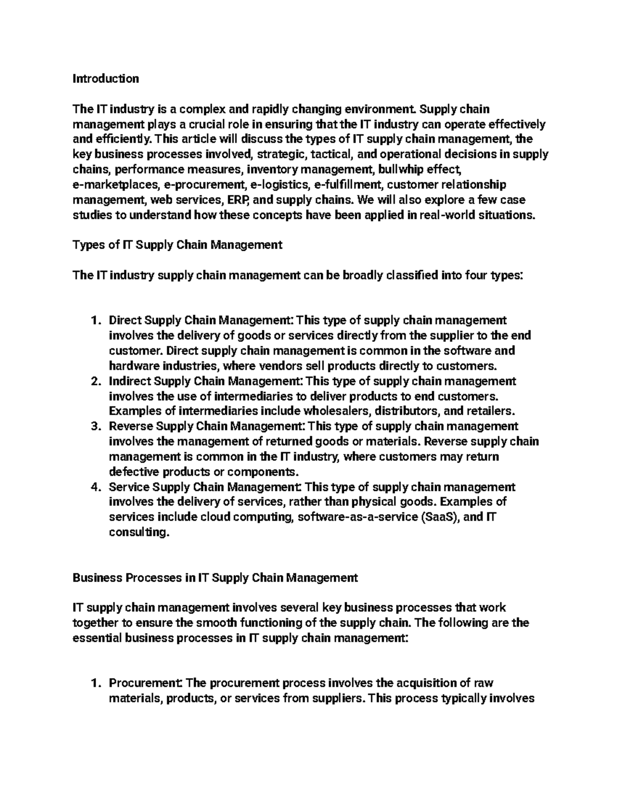 Fundamental of Management unit-3-1 - Introduction The IT industry is a ...