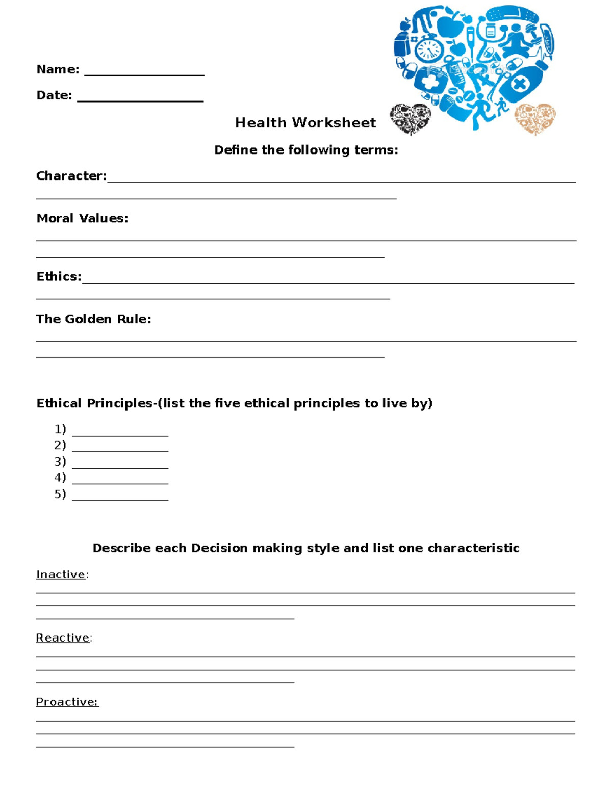 Health Worksheet Triangle Character Bullying (1)-1 - Name ...